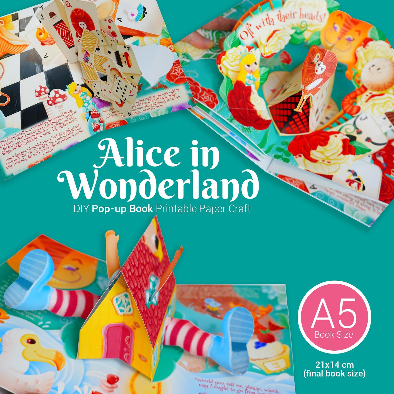 Alice in Wonderland DIY Pop-up Book Kit: Printable Paper Craft (digital ...