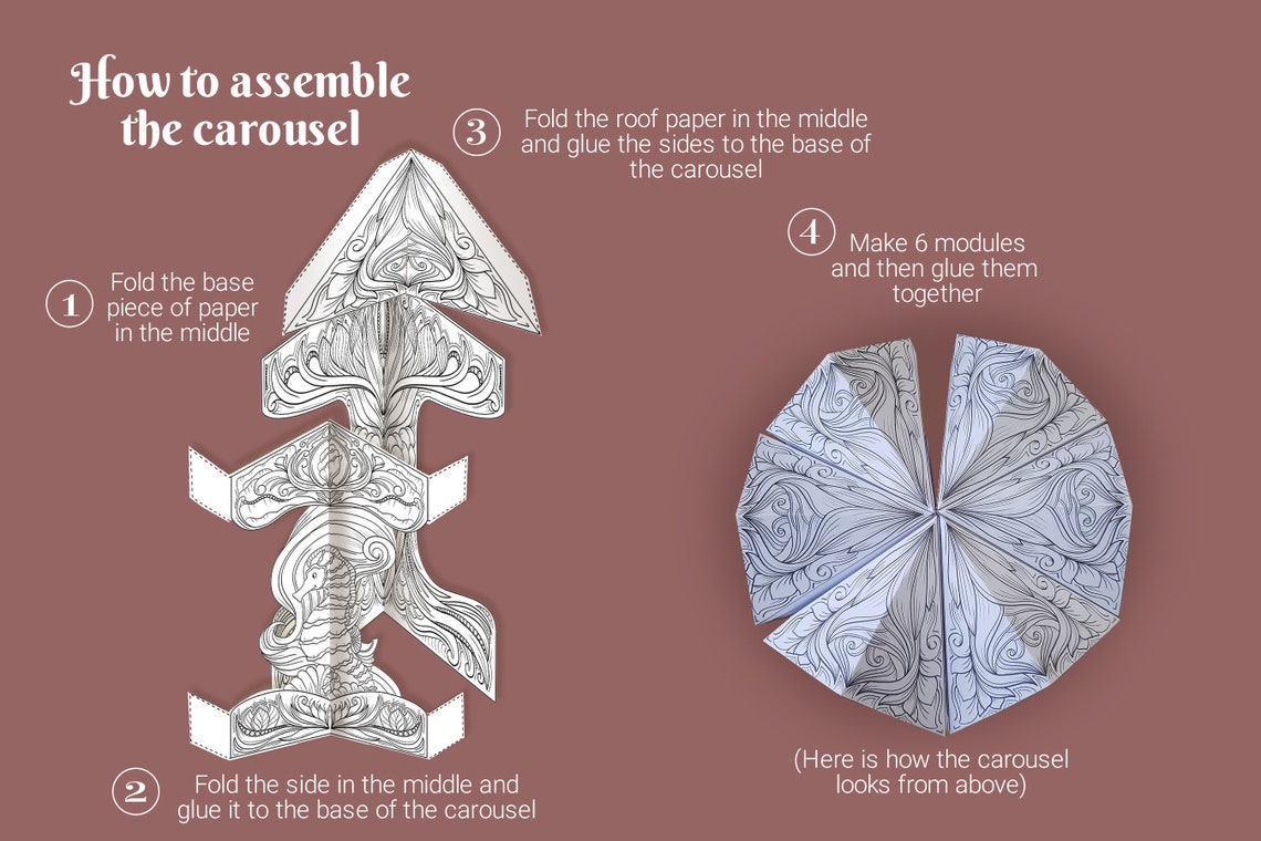 3d Paper Carousel Making Kit, Carousel Pop up Card Papercraft and ...