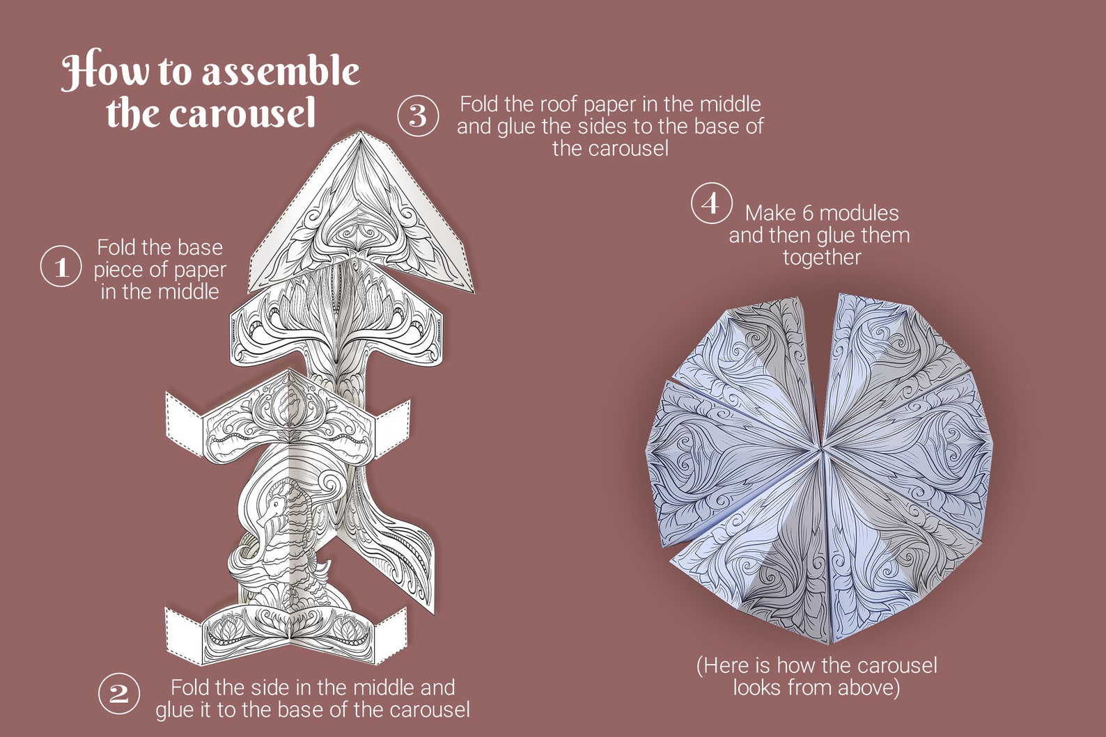 3d Paper Carousel Making Kit, Carousel Pop up Card Papercraft and ...