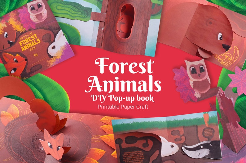 Forest Animals Diy Interactive Book for Kids, Pop-up Book Papercraft ...