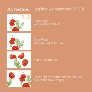 Poppies Popup Card, Flowers DIY Popup Card, Printable Template, 3D Card ...