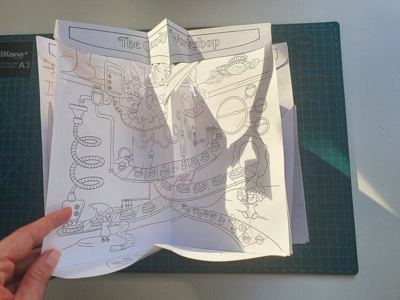 Santa's Workshop Christmas Coloring Pop-up Papercraft - Etsy