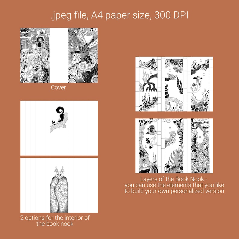 Forest Creatures Paper Book Nook Kit, Paper Crafting Idea for Bookshelf ...