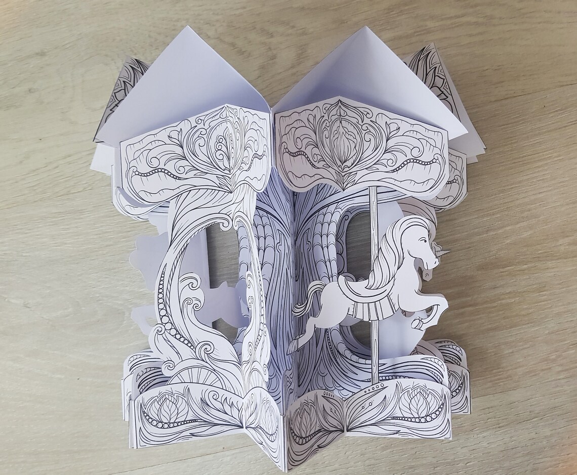 3D Paper Carousel Kit: DIY Coloring Page Project (digital Download) - Etsy
