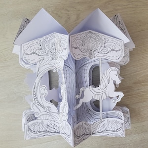 3d Paper Carousel Making Kit, Carousel Pop up Card Papercraft and ...