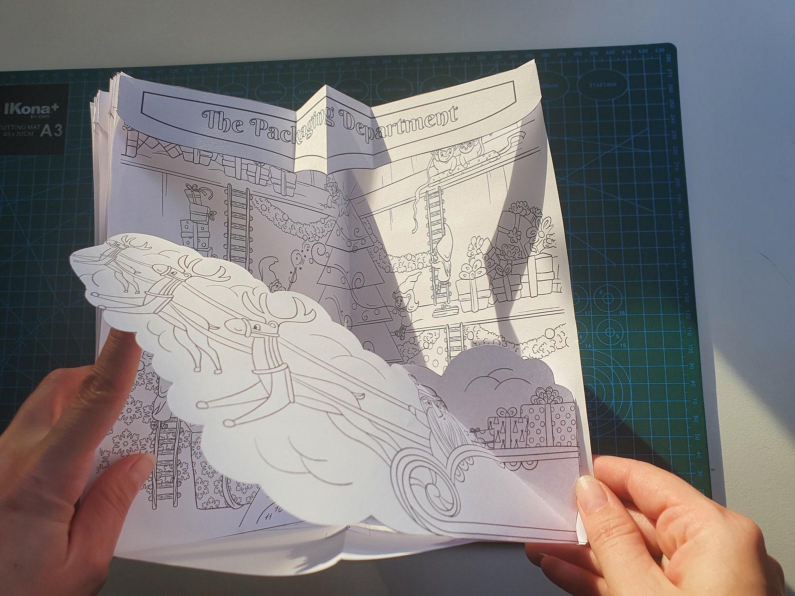 Santa's Workshop Christmas Coloring Pop-up Papercraft - Etsy