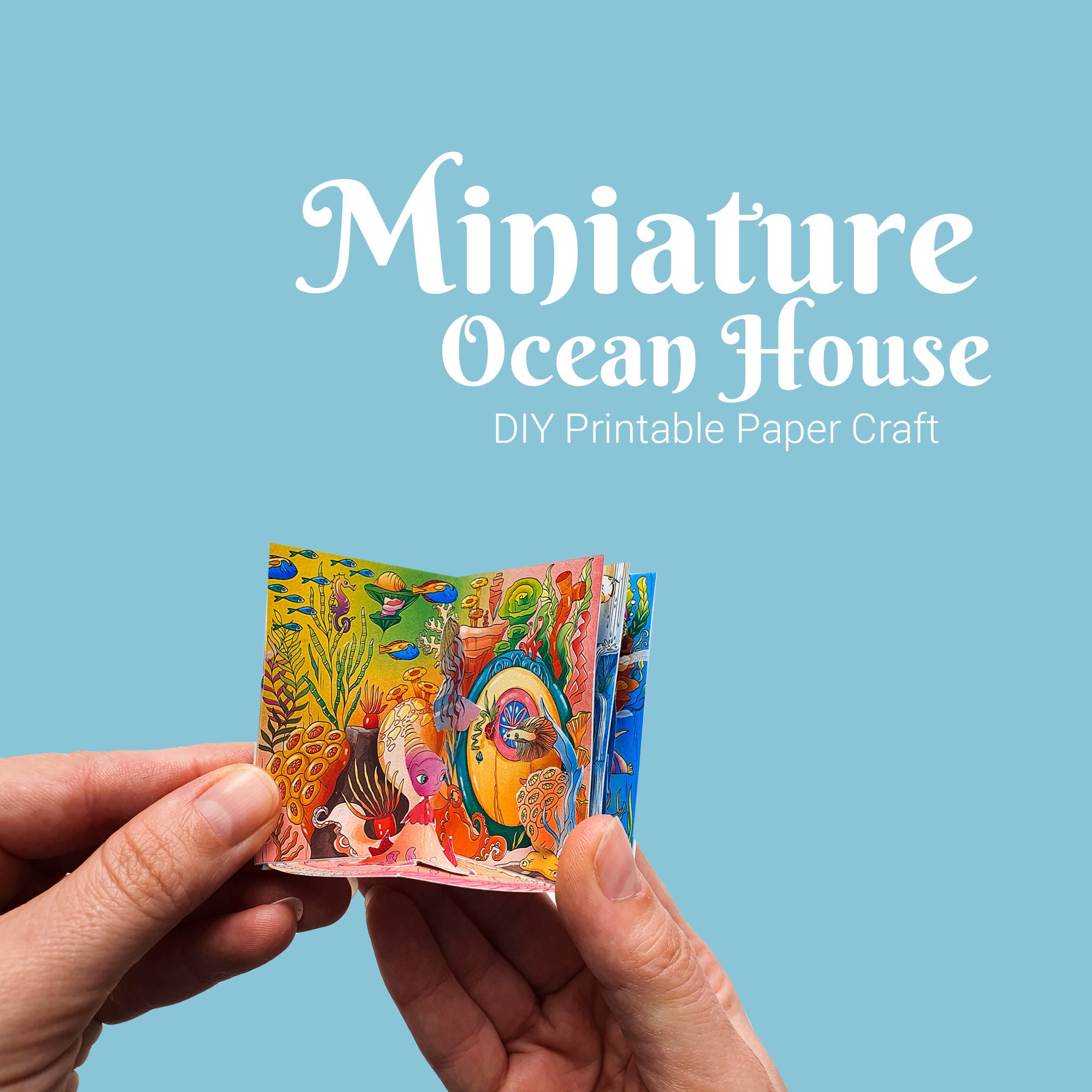 Miniature Ocean Paper House Kit, Printable Template, Mermaids and ...