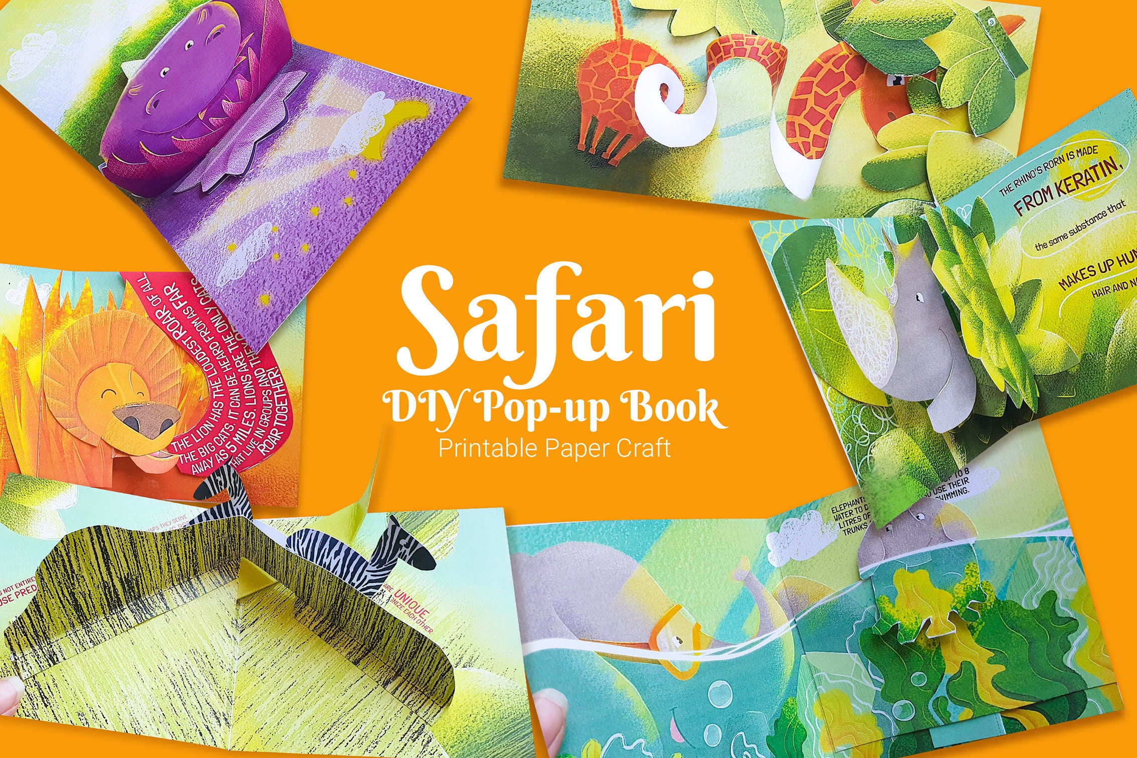 DIY Safari Animal Pop-up Book: Printable Paper Craft (digital Download ...