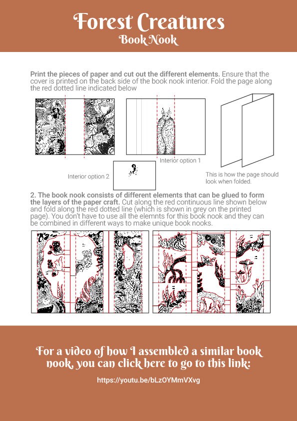 Forest Creatures Paper Book Nook Kit, Paper Crafting Idea for Bookshelf ...