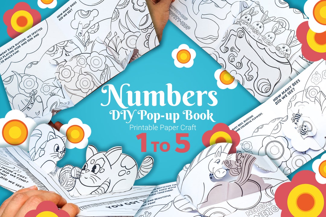 Numbers 1-5 Coloring Pop-up Book: DIY Paper Craft (digital Download) - Etsy