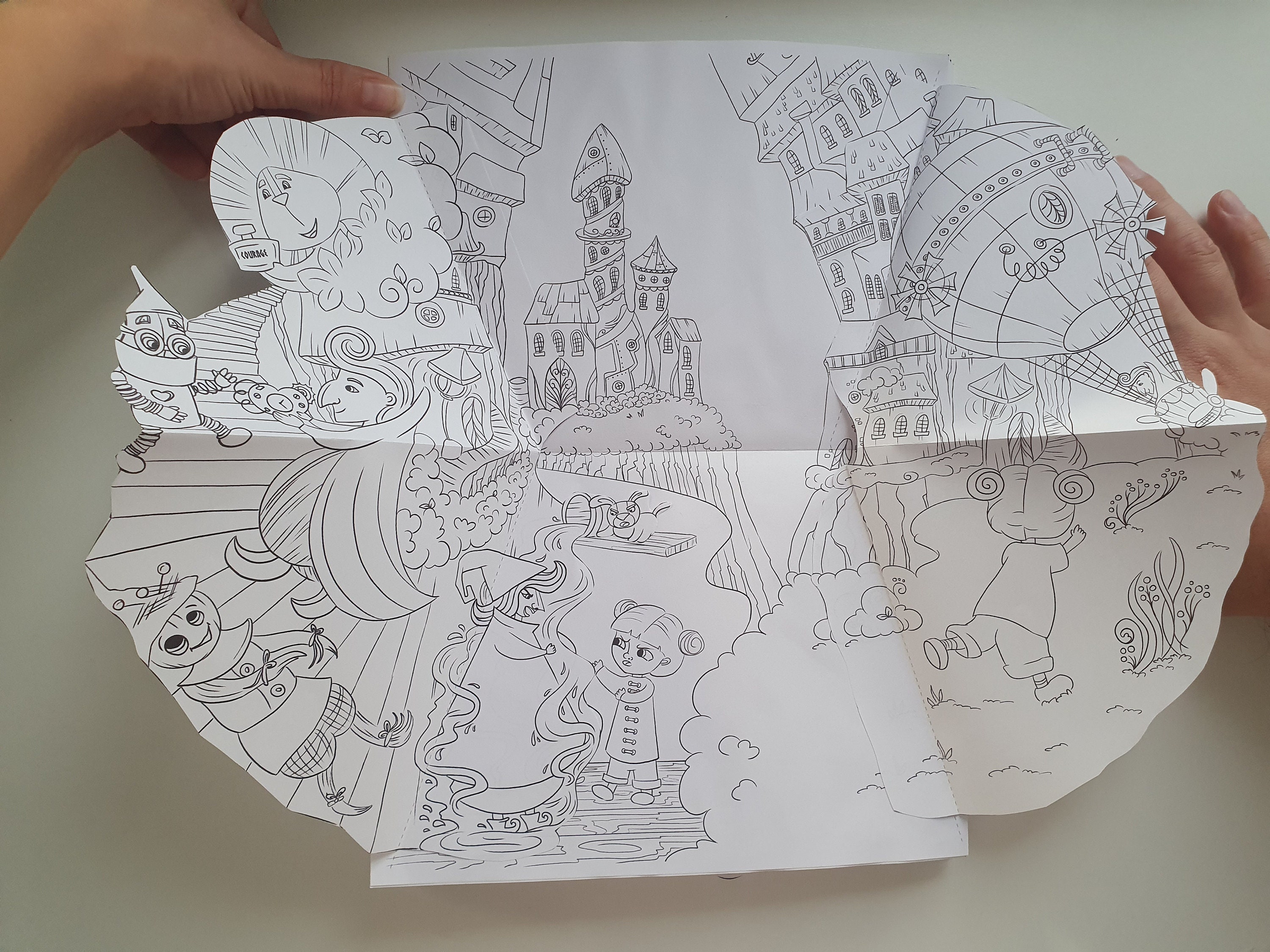 Wizard of Oz Coloring Pop-up Book Template, 3d Papercraft, Diy Pop-up ...