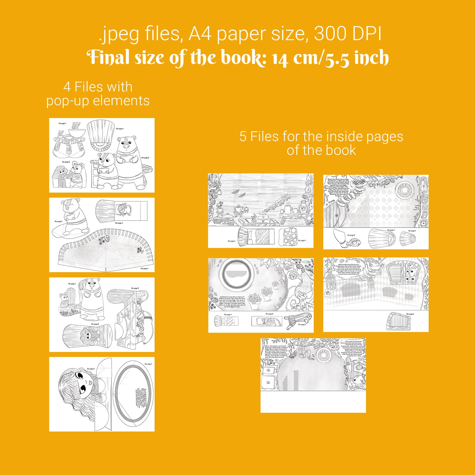 Goldilocks and the Three Bears Coloring Pop-up Book Kit for - Etsy