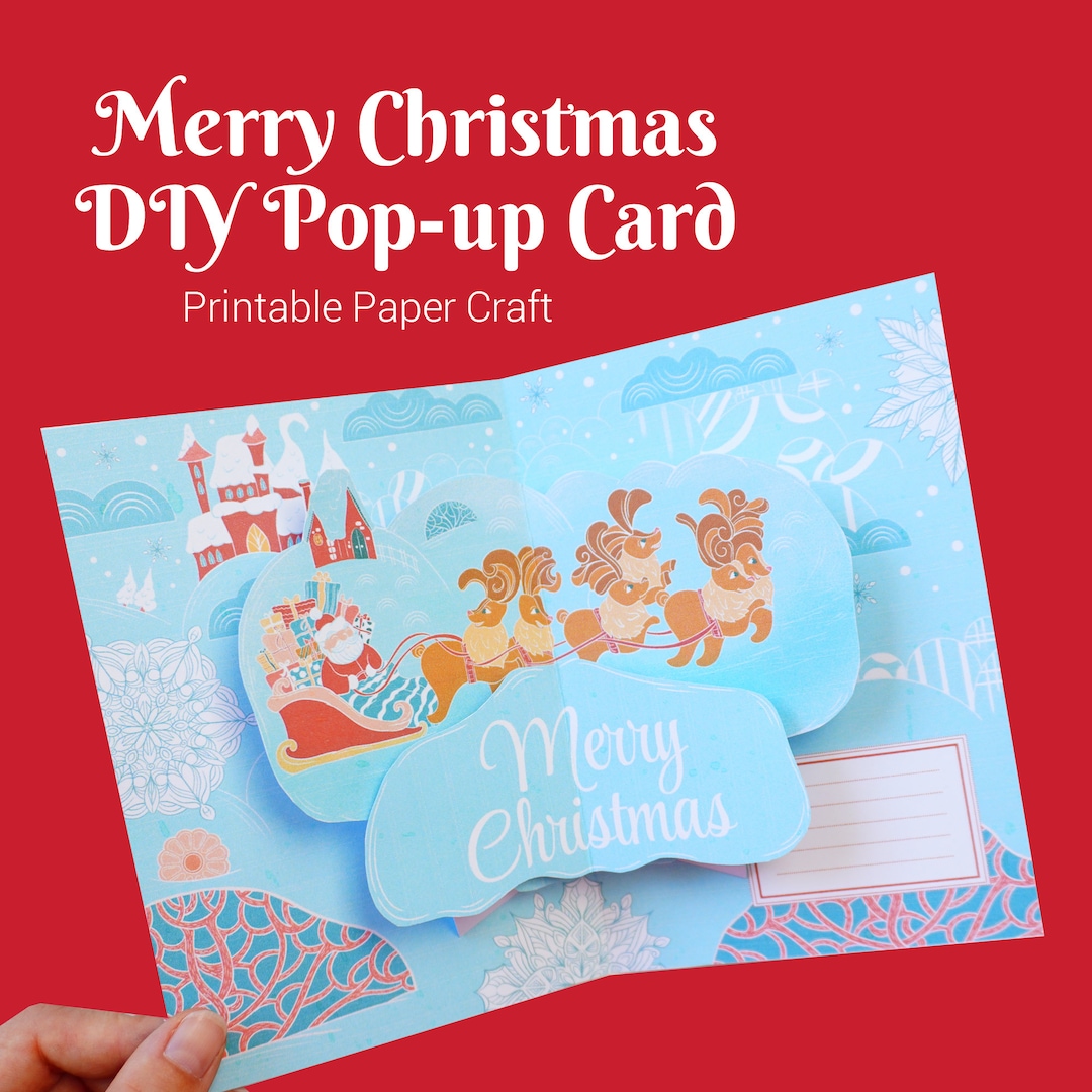Merry Christmas DIY Pop-up Card, 3D Christmas Pop-up Card to Make at ...