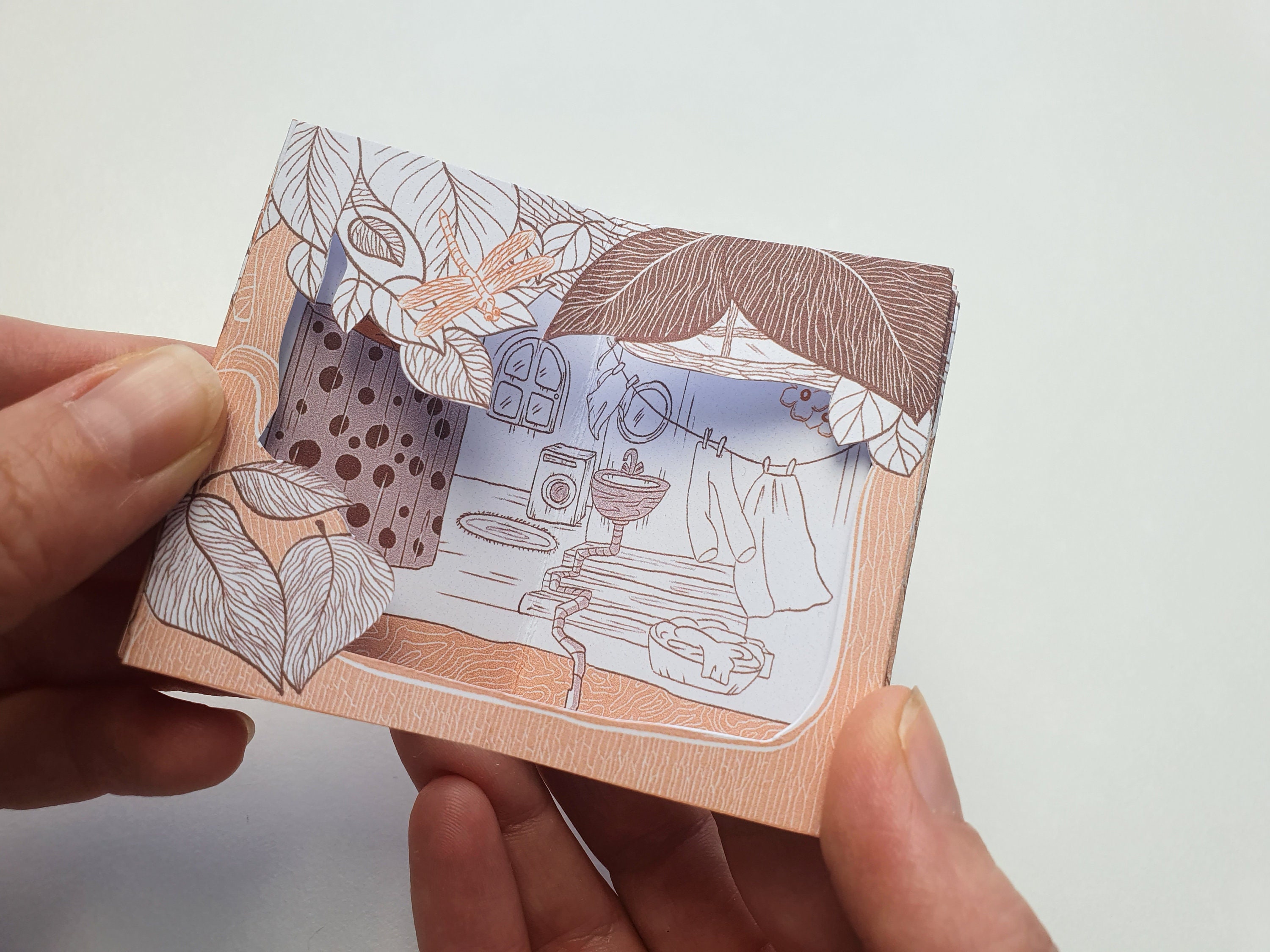 Squirrel Miniature House, Tiny Carousel Book Creation Kit, Paper Craft Activity, Printable ...