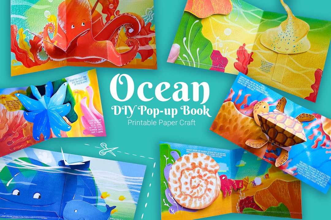 Diy Ocean Animals Popup Book Papercraft for Kids, 3d Origami Papercraft ...