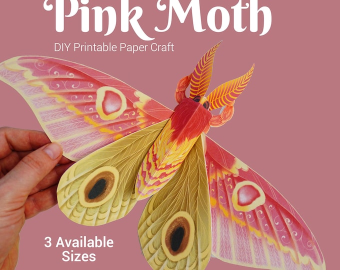 Pink Bullseye Moth 3D Paper Craft: DIY Printable Template (digital ...