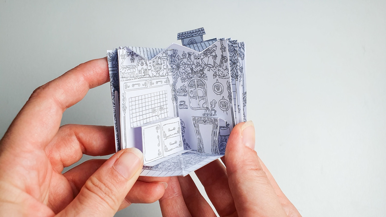 Miniature Christmas Paper House Coloring Paper Craft for Adults ...