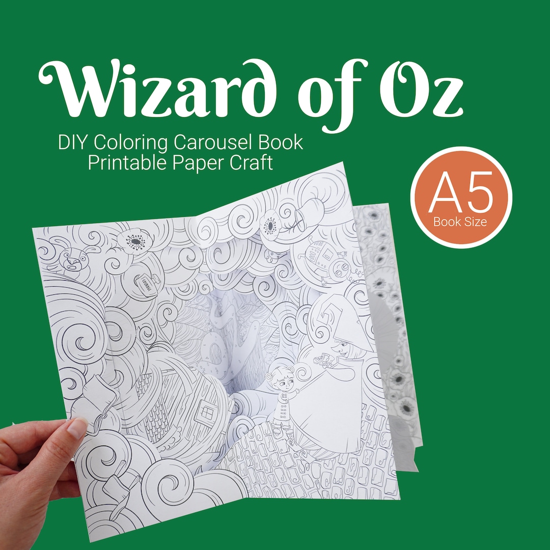 Wizard of Oz Coloring Carousel Book: 3D Paper Craft (printable Template ...
