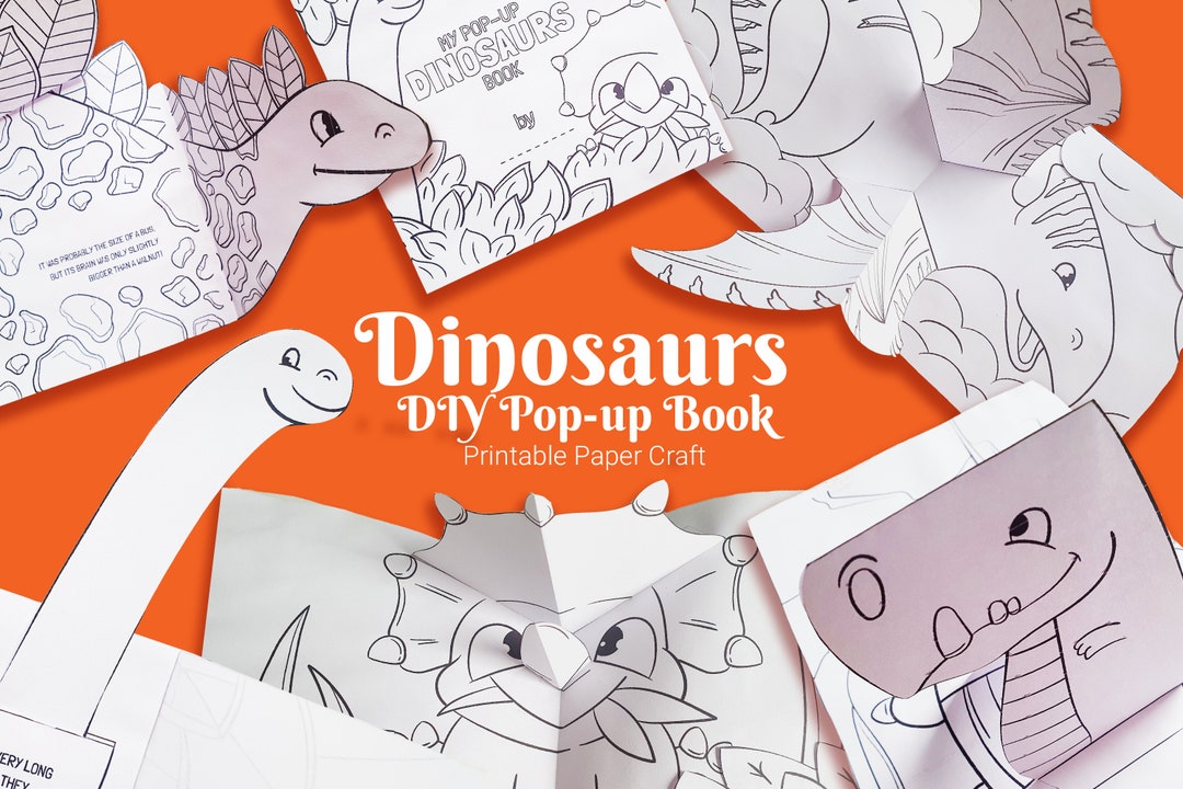 Dinosaur DIY Pop-up Coloring Book: Papercraft Activity (digital ...