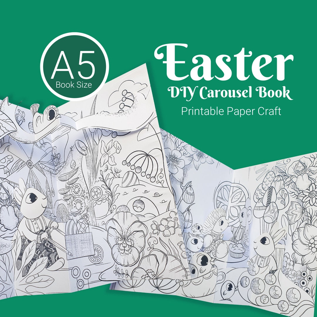 Easter DIY Carousel Book Kit, Coloring Book Activity for Children and ...