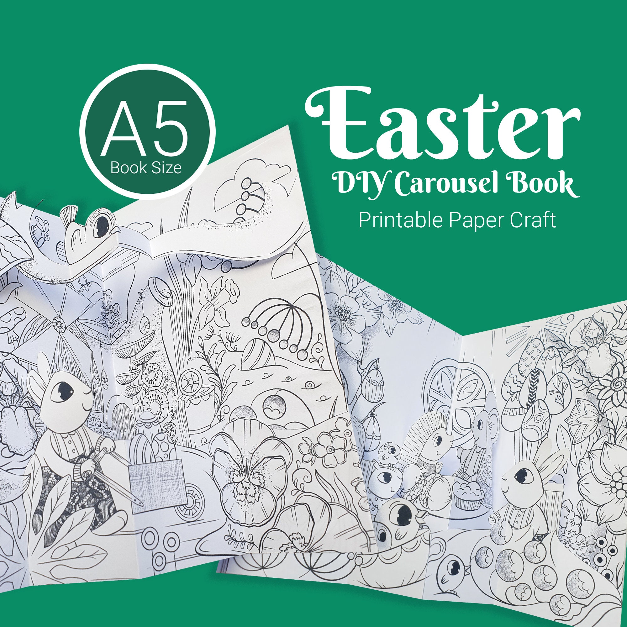 Easter DIY Carousel Book Kit, Coloring Book Activity for Children and ...