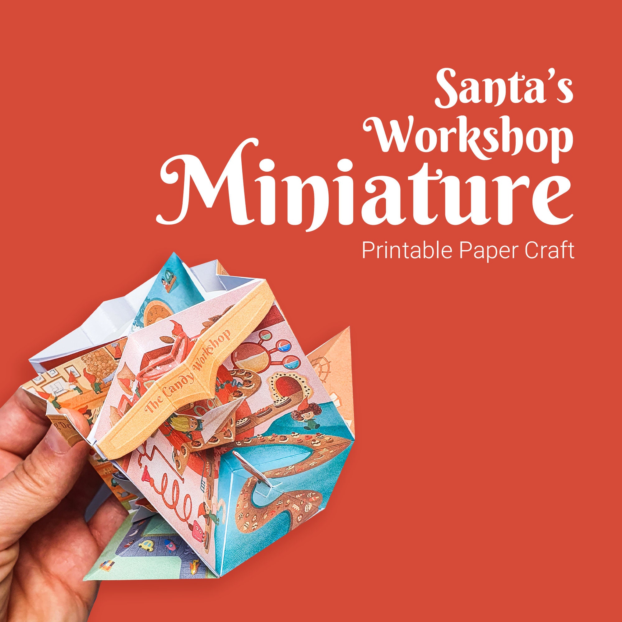Santa's Workshop Miniature Book Kit, 3D Paper House (digital Download ...