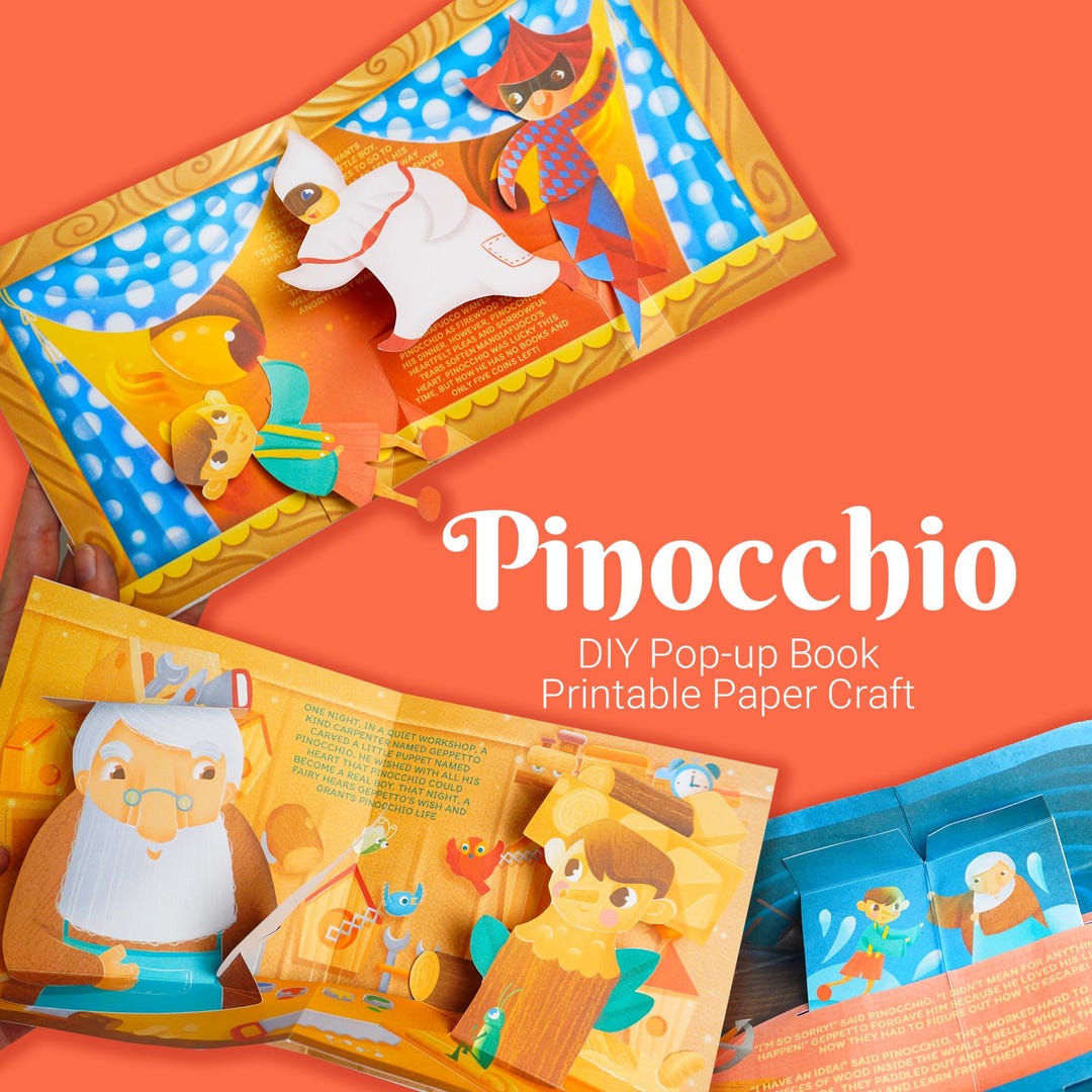 Pinocchio DIY Pop-up Book Kit: Printable Papercraft (digital Download ...