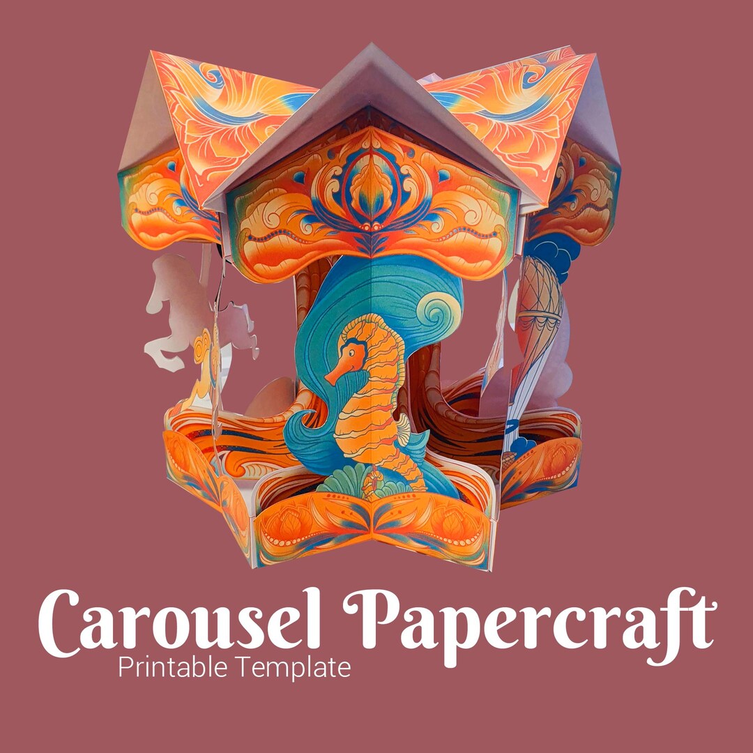 Paper Carousel Crafting Kit, 3d Paper Craft Activity, DIY Printable ...