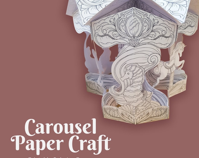 3d Printable Paper Carousel Kit, Coloring Pages for Adults, DIY Pop up ...