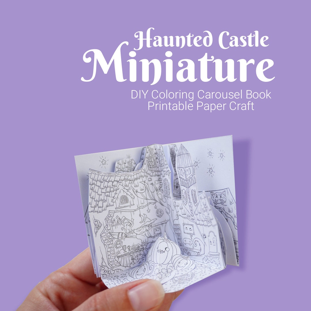 Haunted Castle Cute Coloring Miniature, Halloween Cute Gift Idea, DIY ...