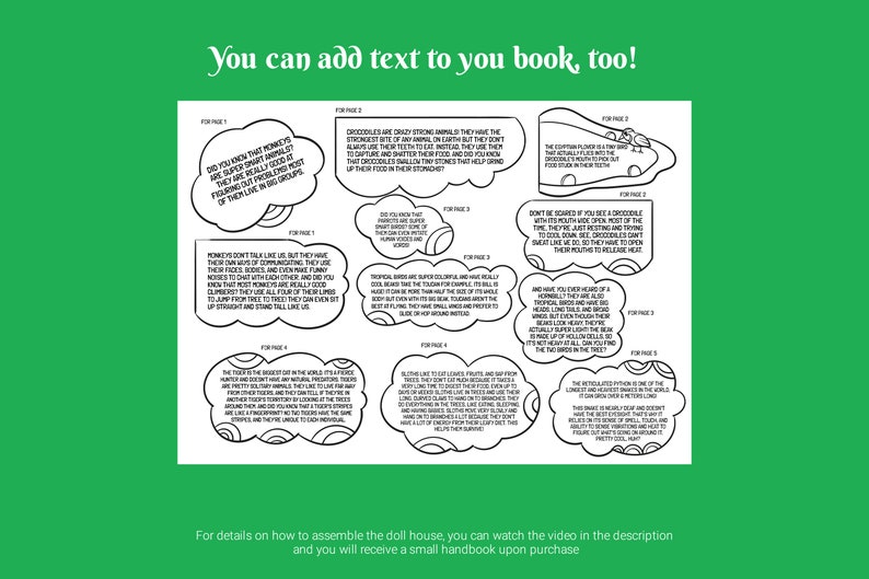 Jungle Animals Pop-up Book, Coloring Papercraft for Kids, Diy Printable ...