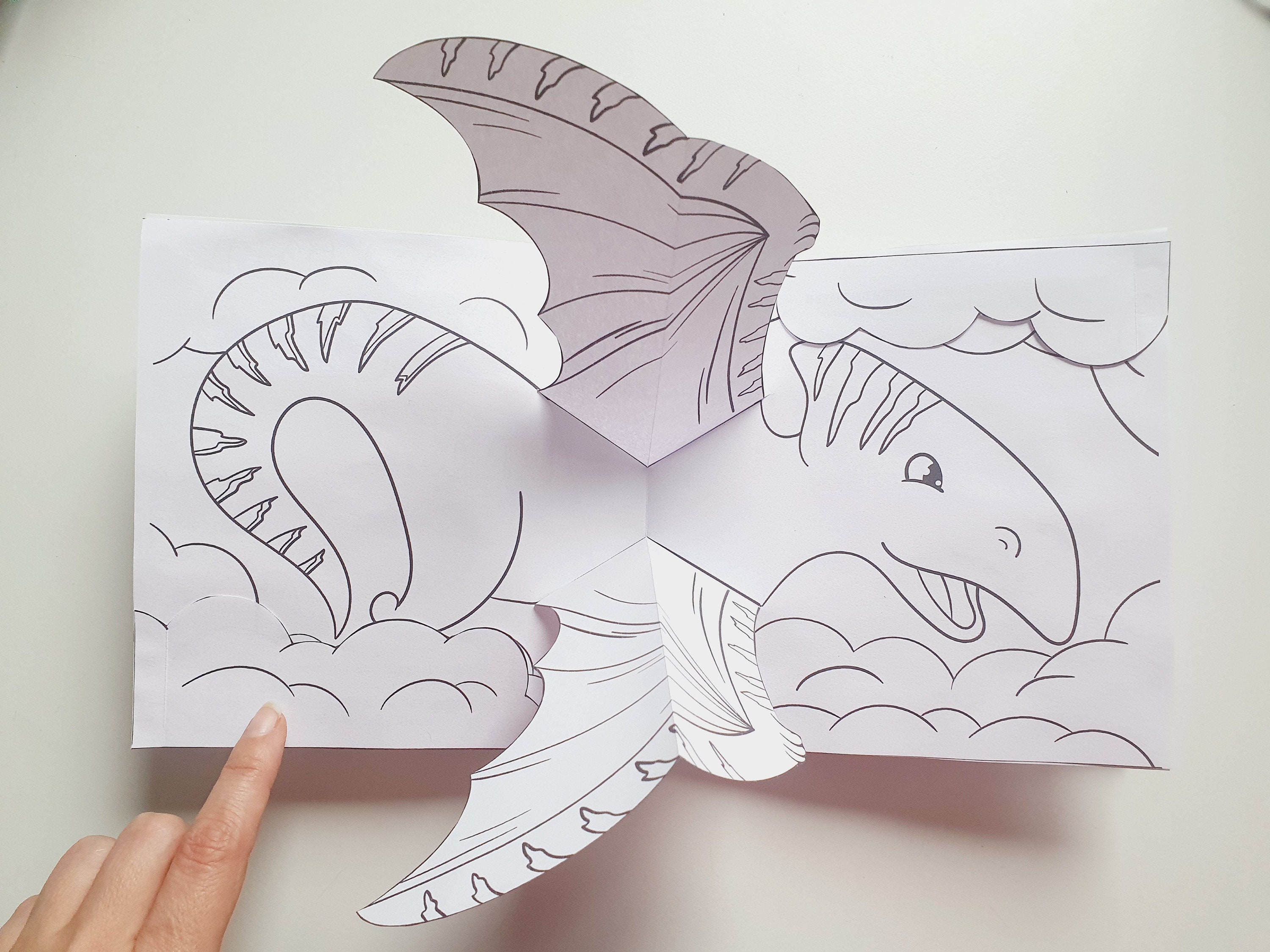Dinosaur DIY Pop-up Coloring Book: Papercraft Activity (digital ...