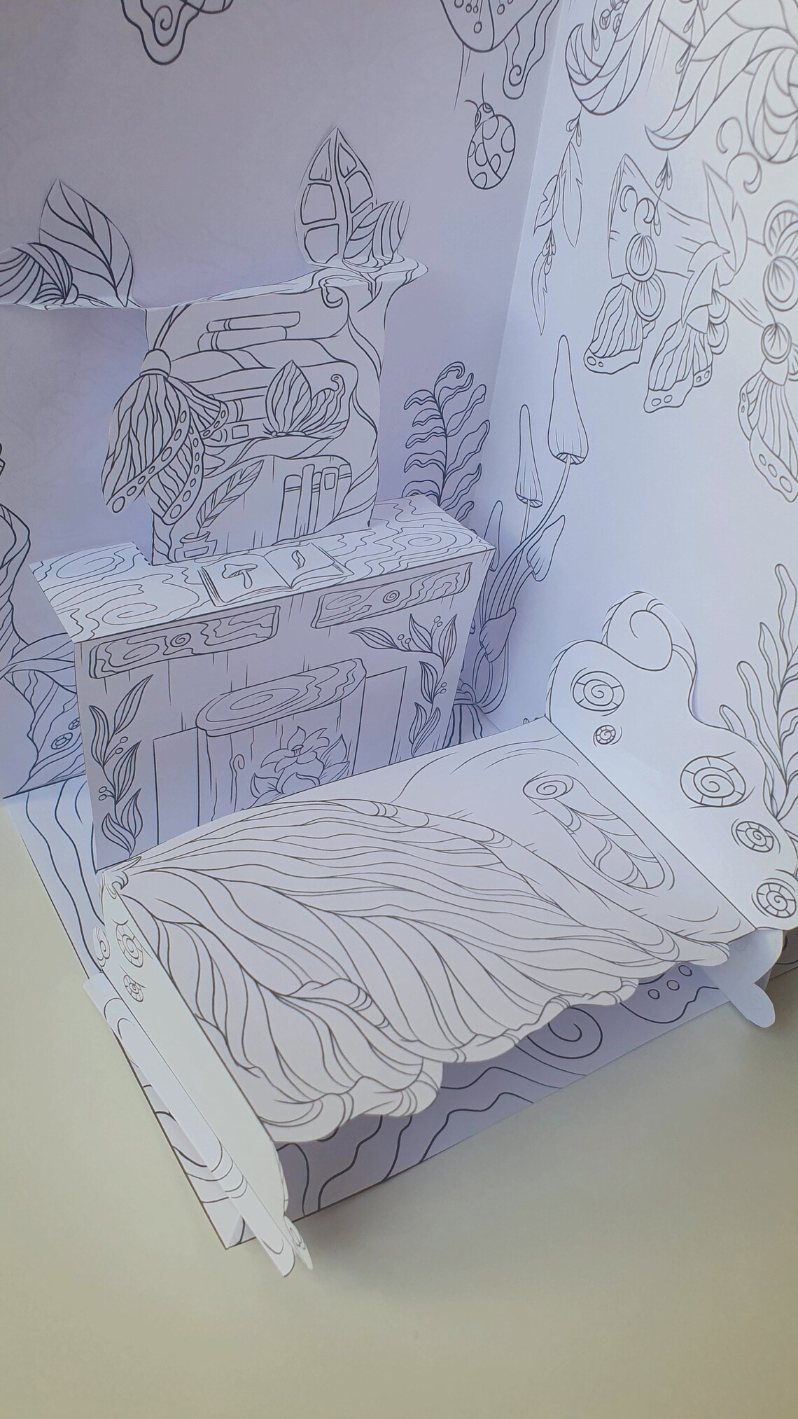 Fairy Paper House Pop-up Coloring Pages, 3d Paper House Model To, Color ...