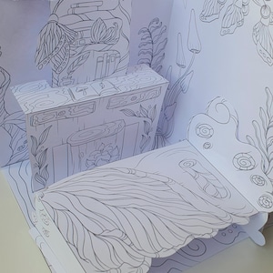 Fairy Paper House Pop-up Coloring Pages, 3d Paper House Model To, Color ...