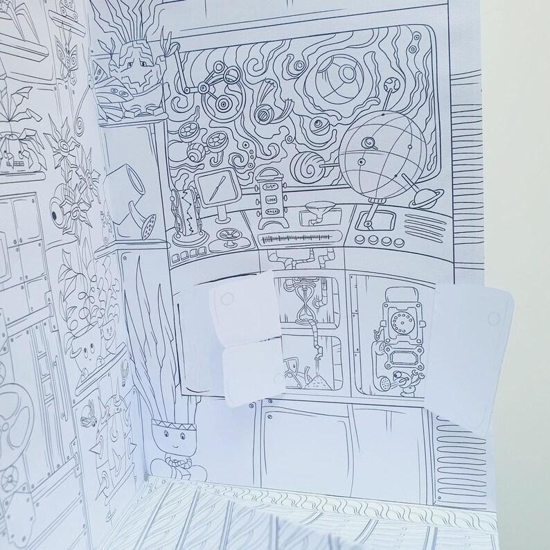 Robot House 3d Papercraft Model With Pop-up Elements, Coloring Pages ...