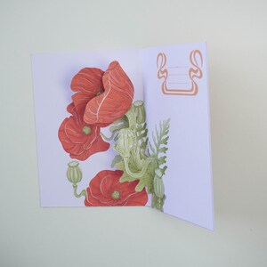 Poppies Popup Card, Flowers DIY Popup Card, Printable Template, 3D Card ...