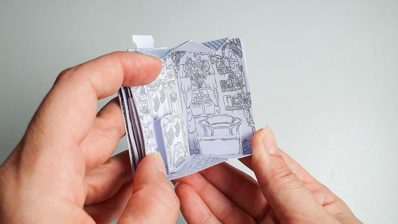 Miniature Christmas Paper House Coloring Paper Craft for Adults ...