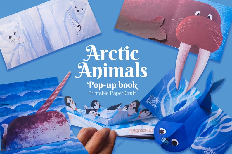 Winter Animals 3d Diy Pop-up Book for Kids, Learn Cold Climate Animals ...