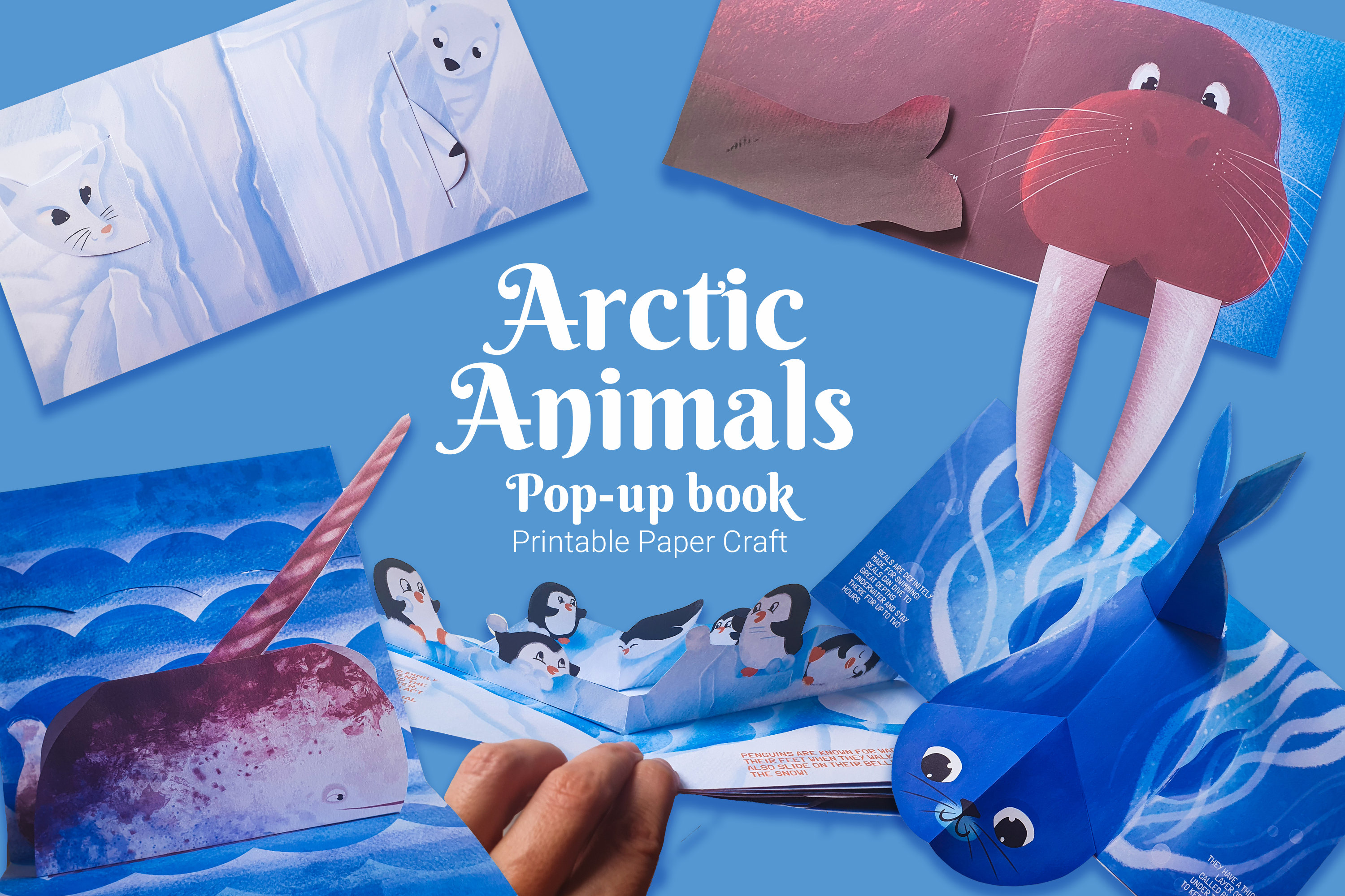 Winter Animals 3d Diy Pop-up Book for Kids, Learn Cold Climate Animals ...