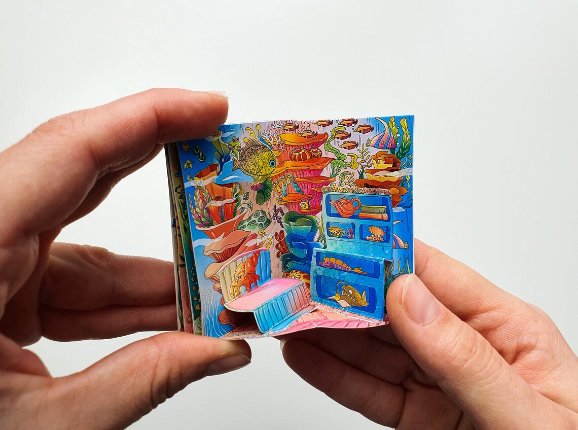 Miniature Ocean Paper House Kit, Printable Template, Mermaids and ...