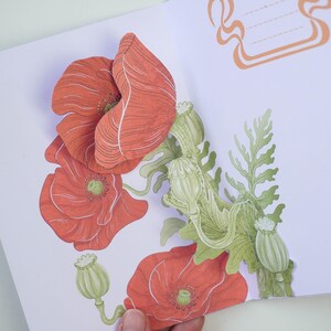 Poppies Popup Card, Flowers DIY Popup Card, Printable Template, 3D Card ...