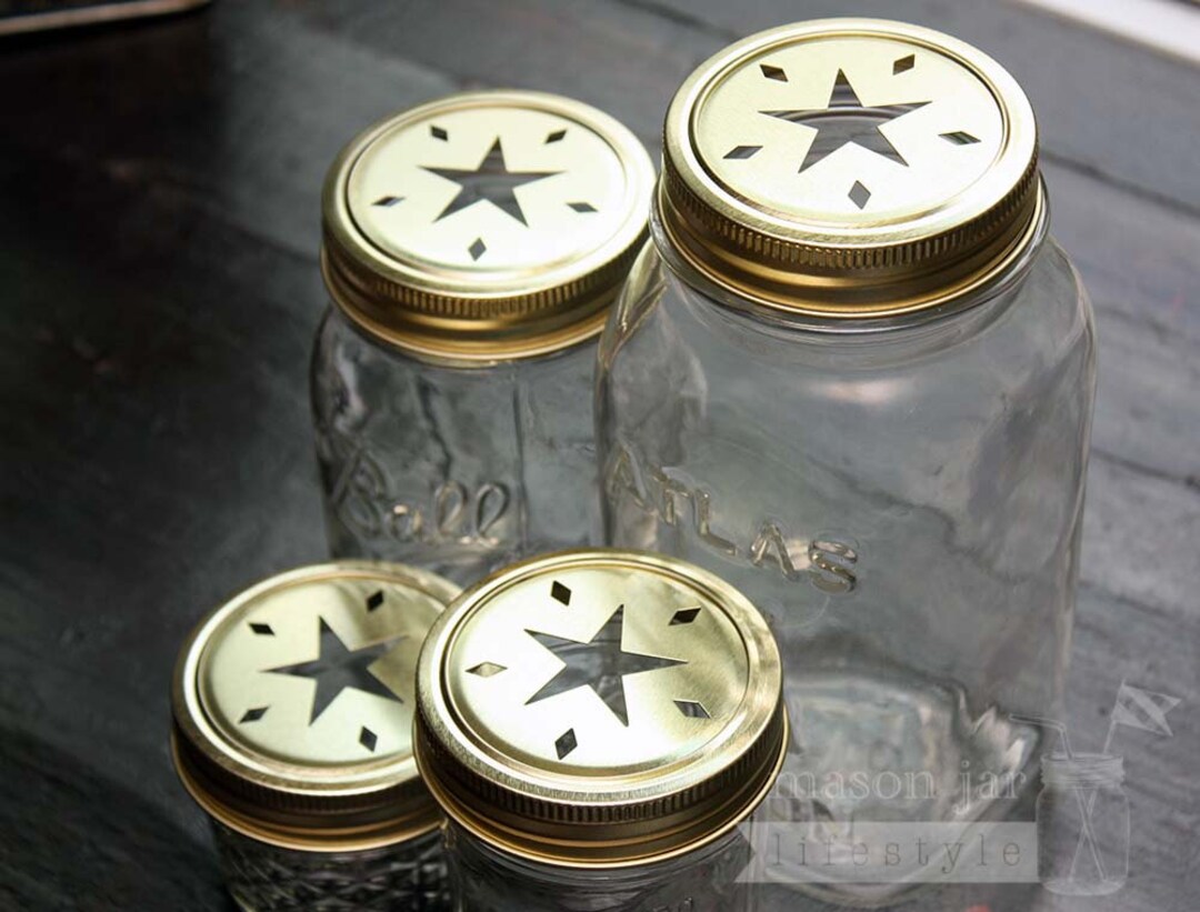 Gold Star Lid for Regular Mouth Mason Jars 4 Pack Candles Potporri ...