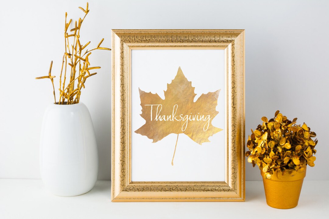 Gold Thanksgiving Printable Thanksgiving Wall Art Thanksgiving Print ...