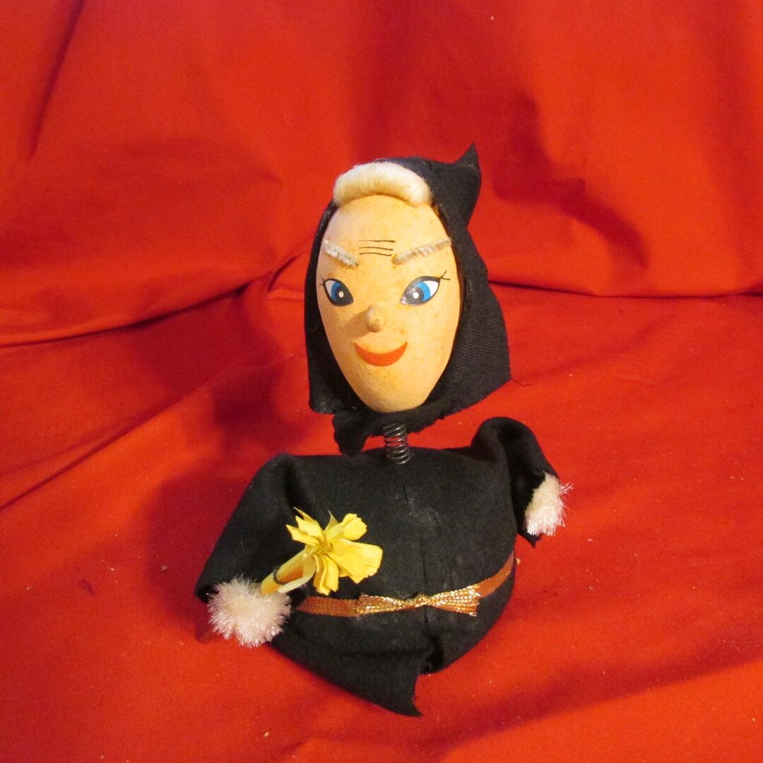 Vintage Halloween Witch Bobble Head Candy Container - Etsy