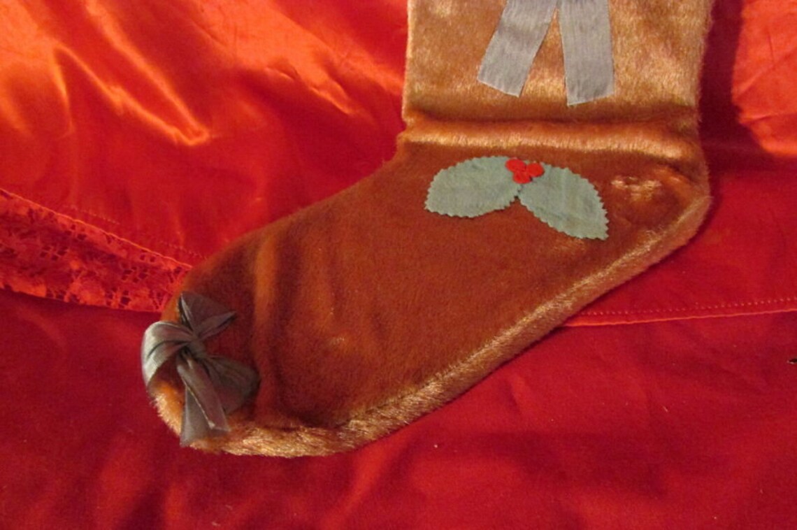 Vintage Faux Fur Christmas Stocking 18" 1940's - Etsy