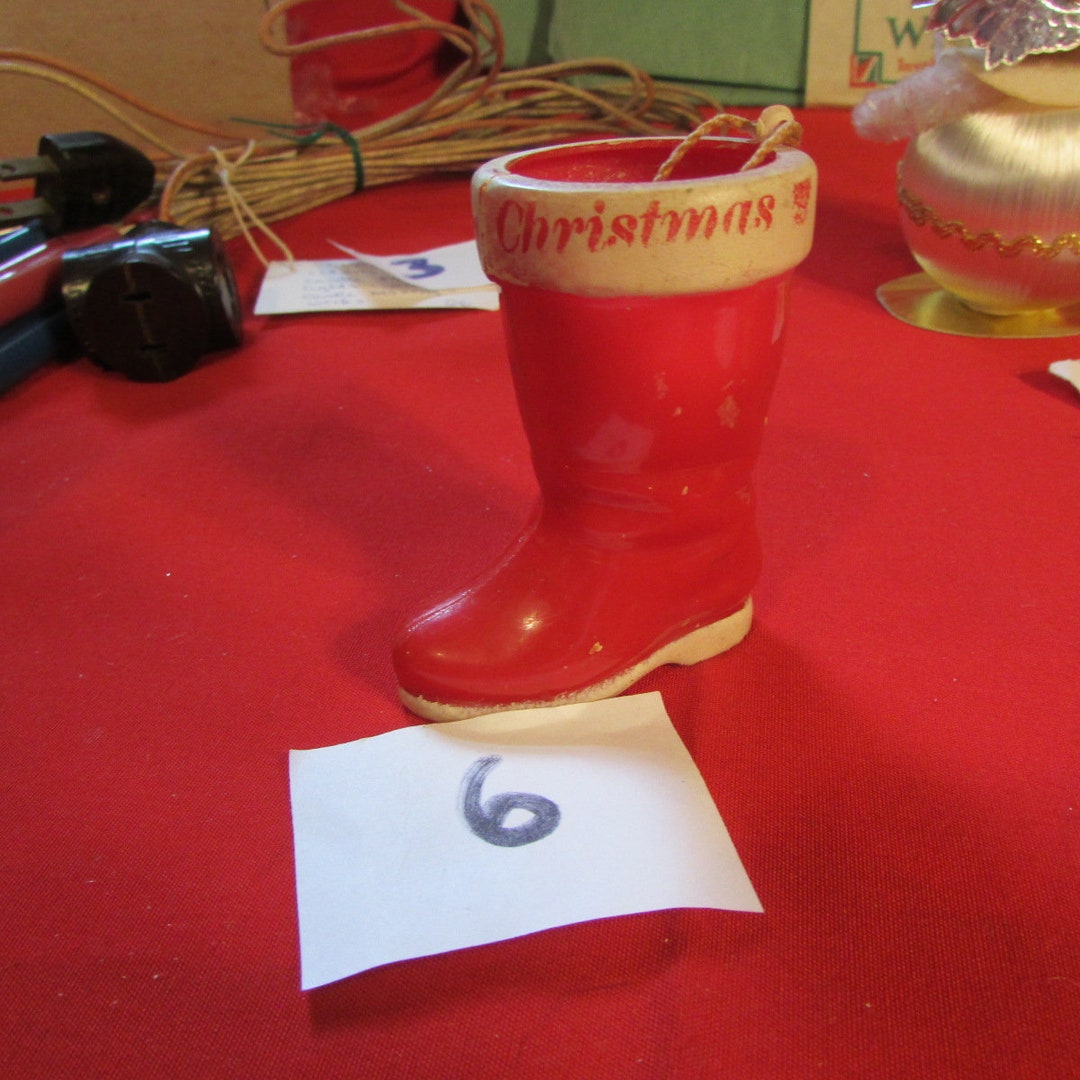 Vintage 2 3/4 Rosbro Plastic Santa Boot Ornament Merry Christmas - Etsy