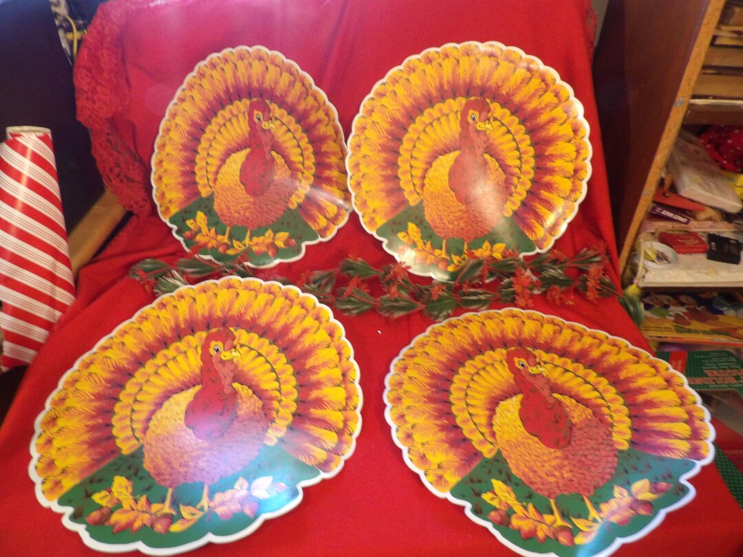 4 Vintage Turkey Thanksgiving Day Placemats Vinyl Washable 15" - Etsy