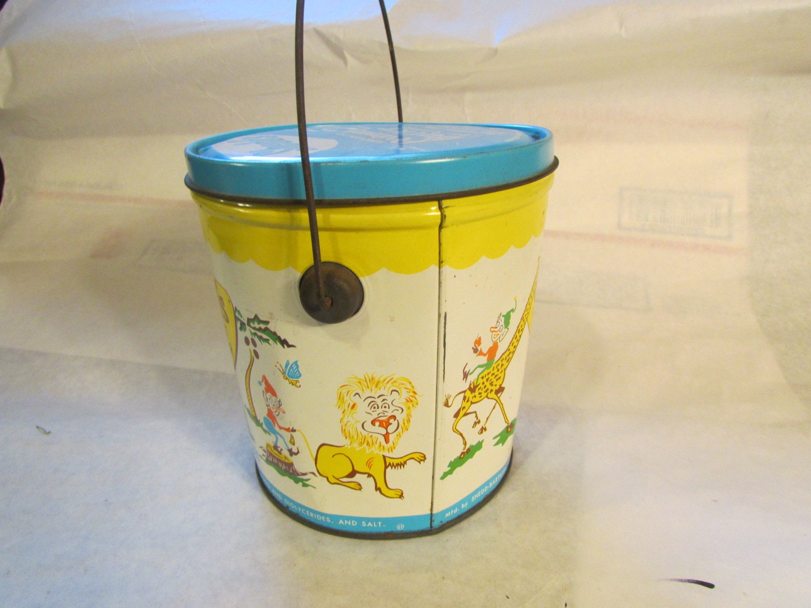 1950's Shedd's Peanut Butter 5 Lb Tin Bucket Fantastic Graphics Craft ...