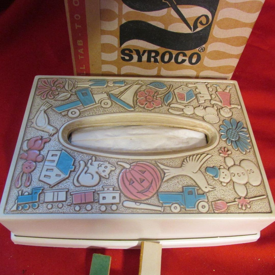 Vintage Syroco Childrens Tissue Box NIB Childrens Bedroom Bathroom ...