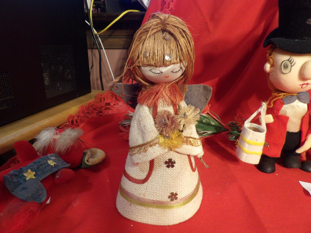 2 Vintage Christmas Angels Cone Shaped Burlap Clothes 8" - Etsy